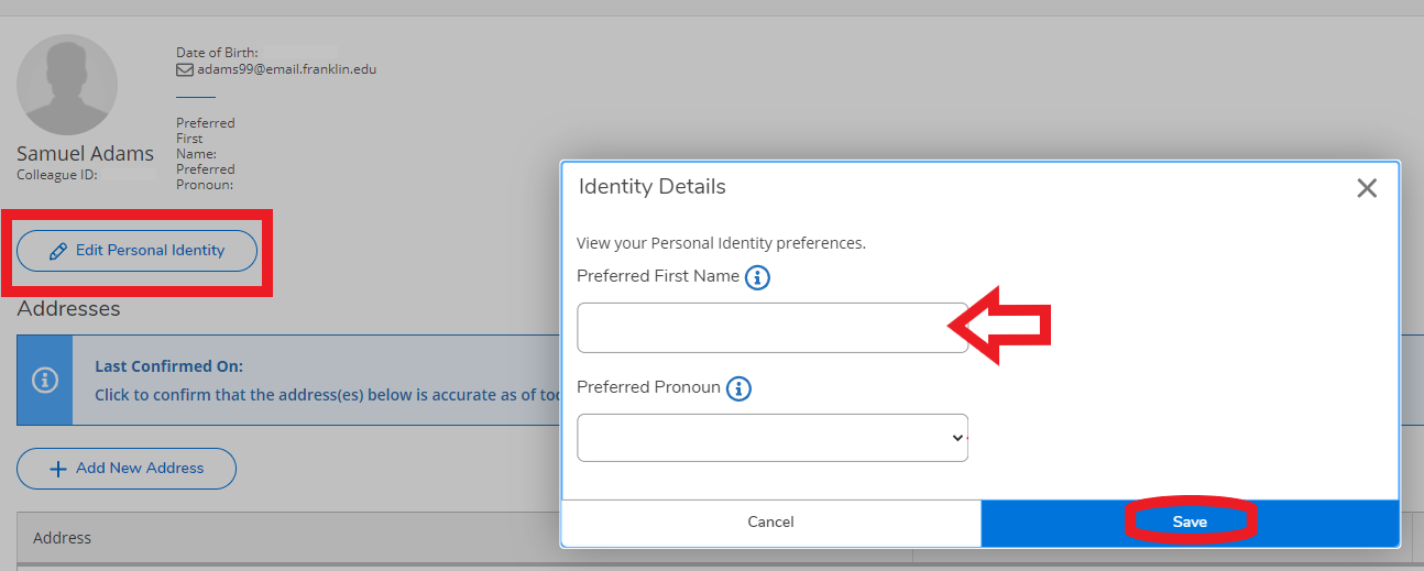 Update Your Preferred First Name and Pronouns – Franklin University ...